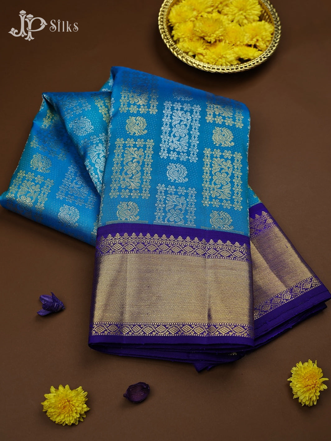Ramar Blue with Violet Kanchipuram Silk Saree - A1298 – JP Silks