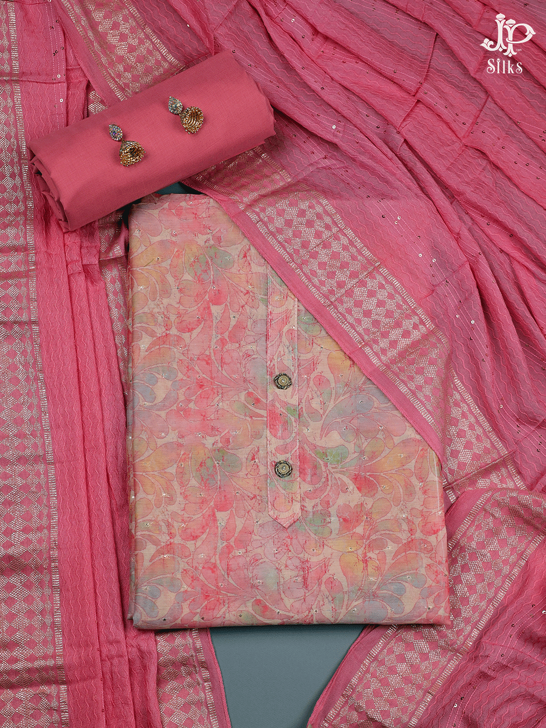 Light Pastel Pink Chanderi Chudidhar Material - E6158 – JP Silks