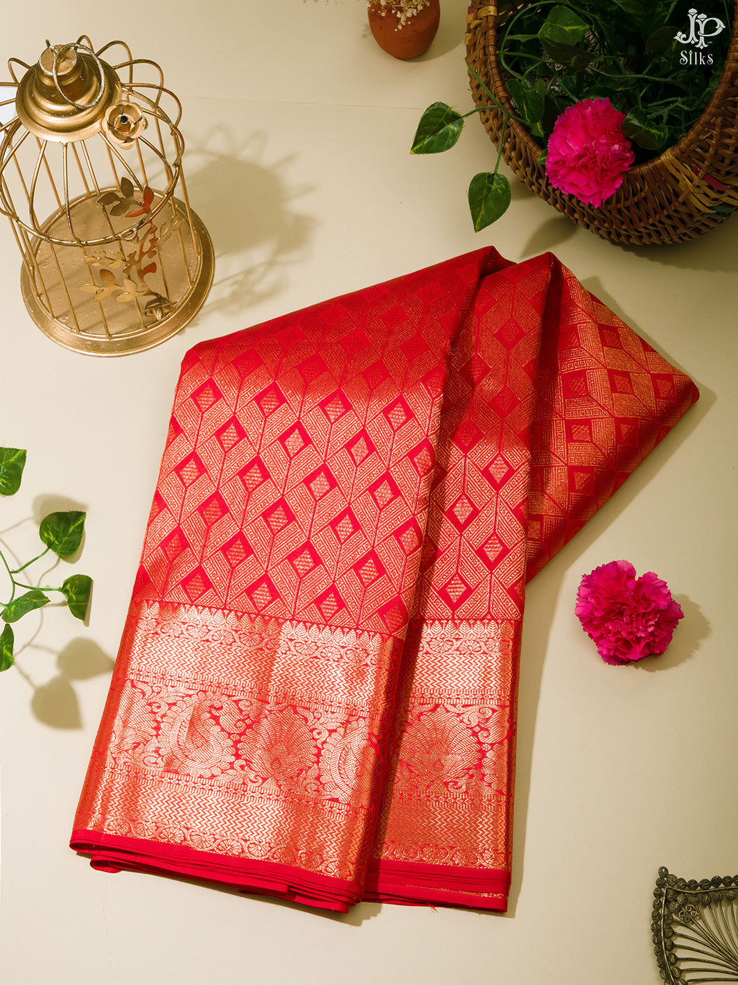 Red Kanchipuram Silk Saree - D7922 – JP Silks