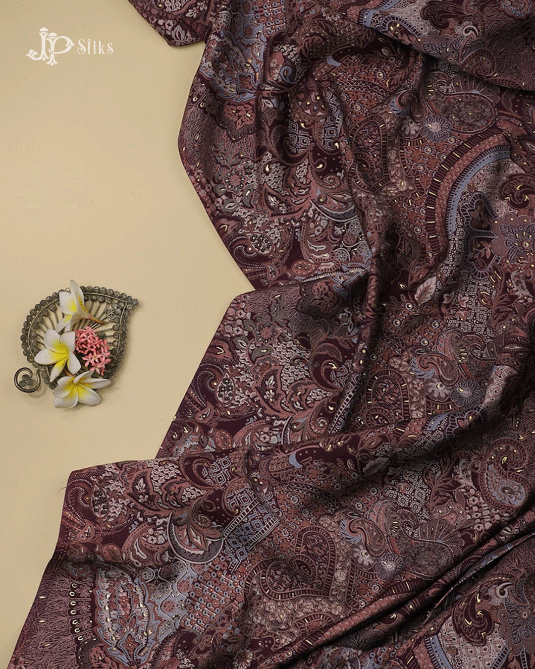 Dark Purple Paisley Design Viscose Fabric - E3470 – JP Silks