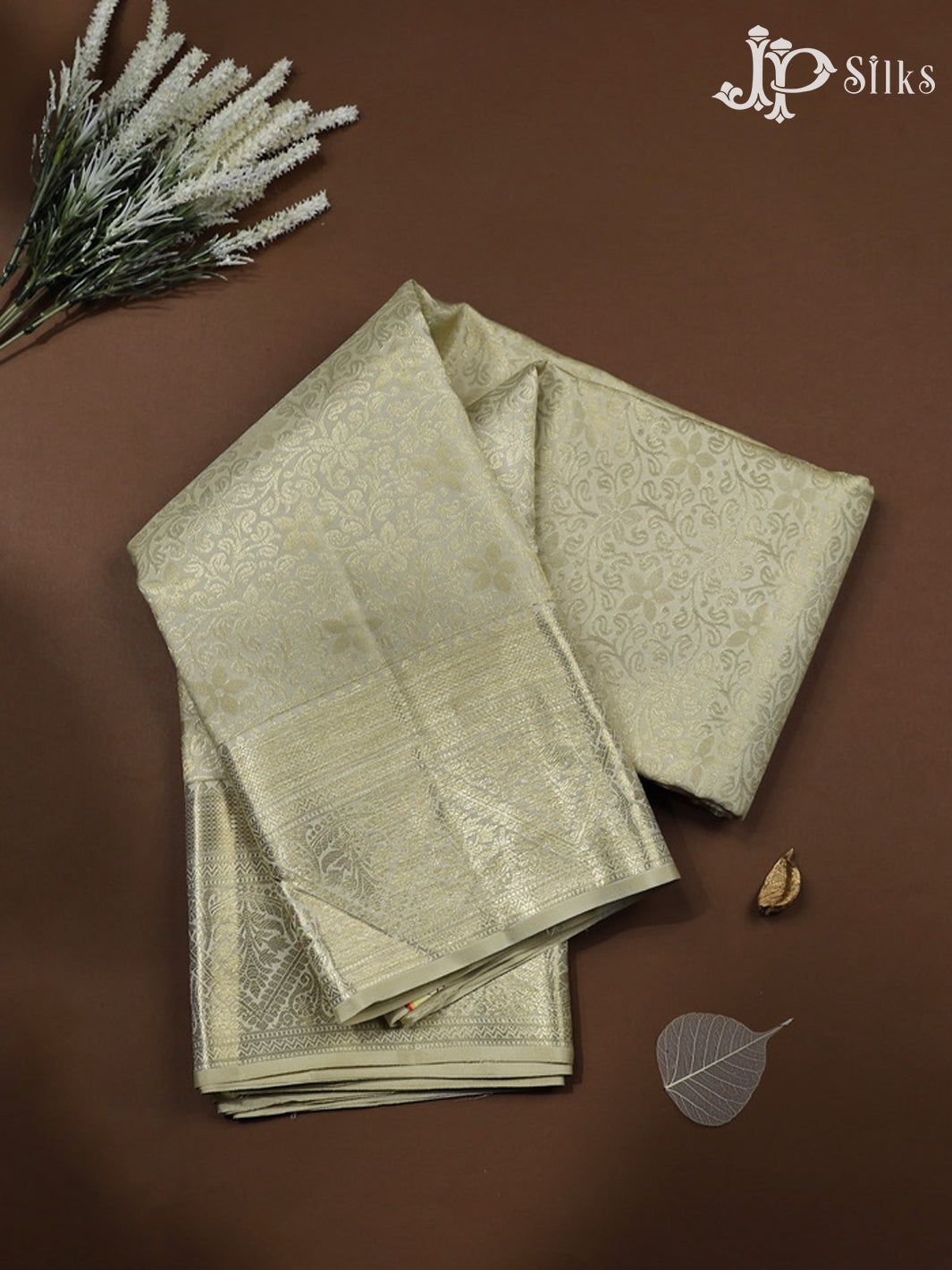 White Kanchipuram Silk Saree - F2340 – JP Silks