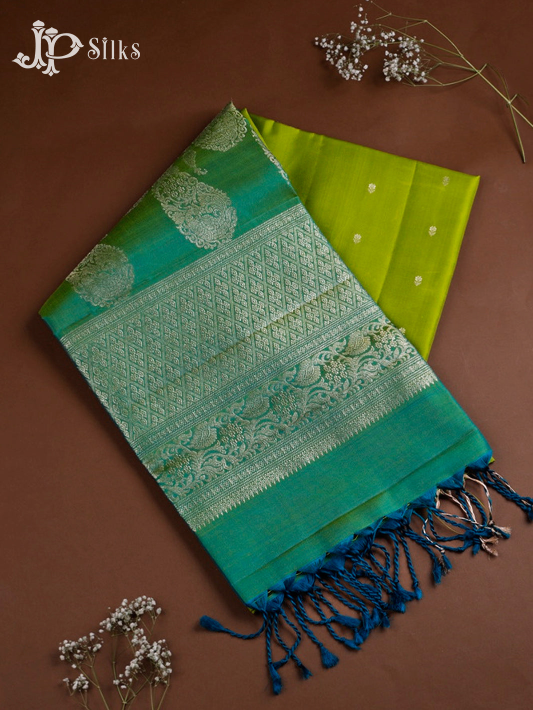 Parrot Green And Dual Shade Green Soft Silk Saree - F3546 – JP Silks